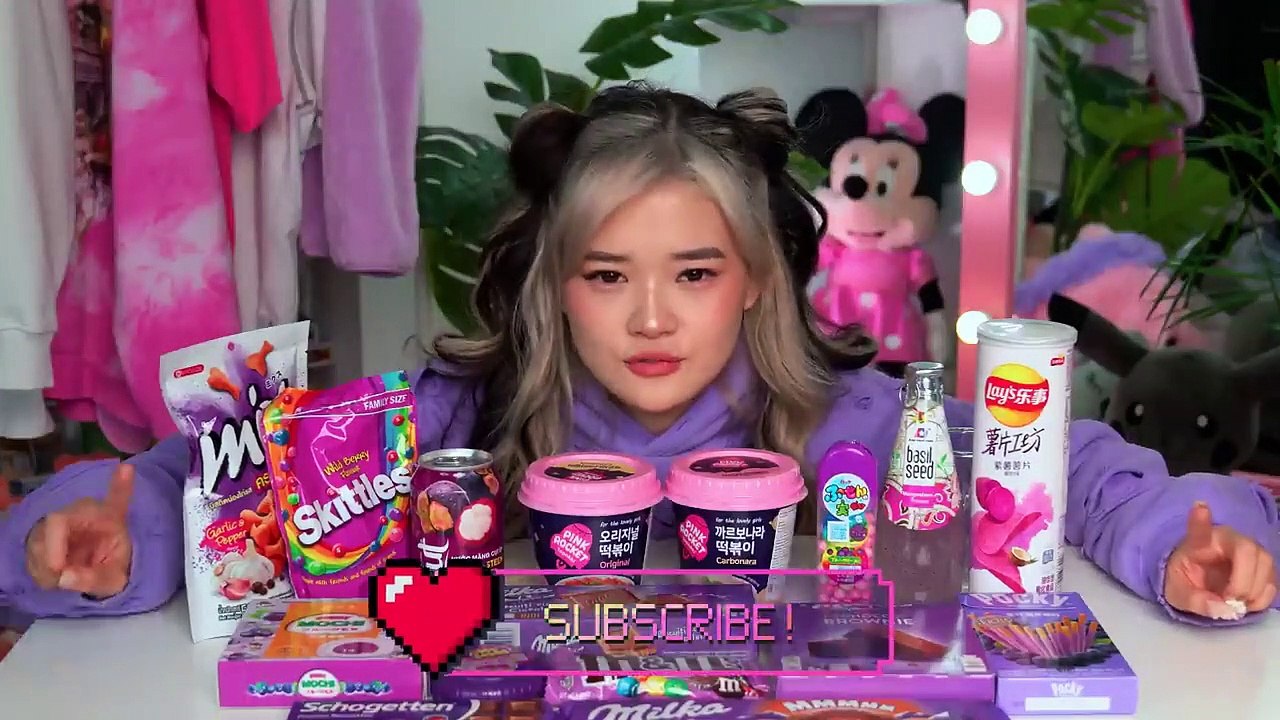 ASMR MUKBANG _ PURPLE FOOD Desserts (JELLY, BUBBLE GUM, CHOCOLATE ...