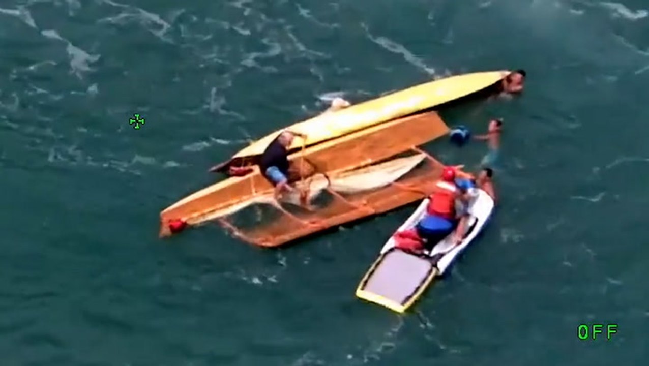 Aerial footage shows moment 11 people are rescued from sea after boat ...