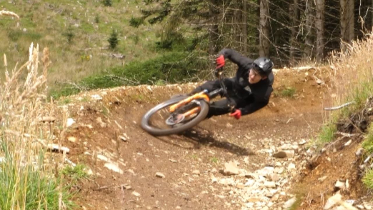 Crazy Biker slips during an extreme turn on a track *Epic Bike Fail ...