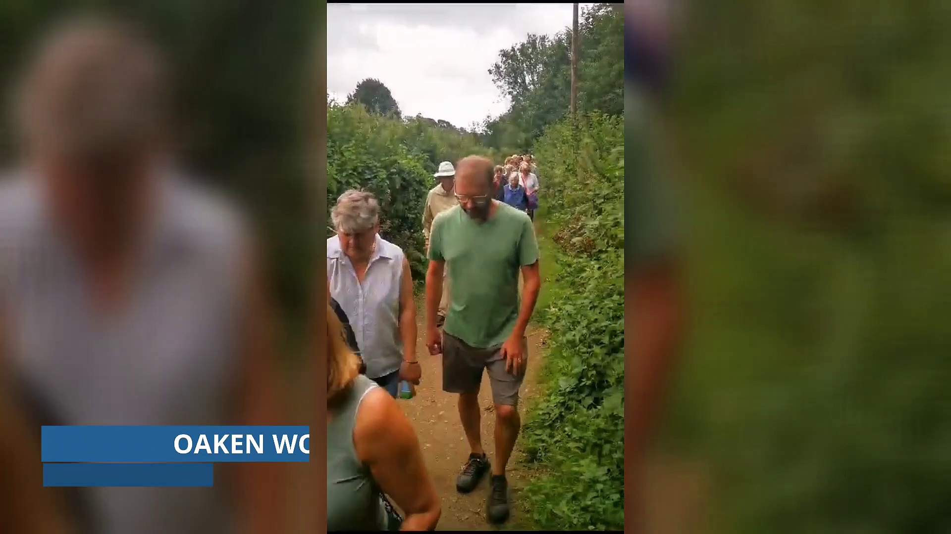Campaigners walking through Oaken Wood to preserve the ancient woodland ...