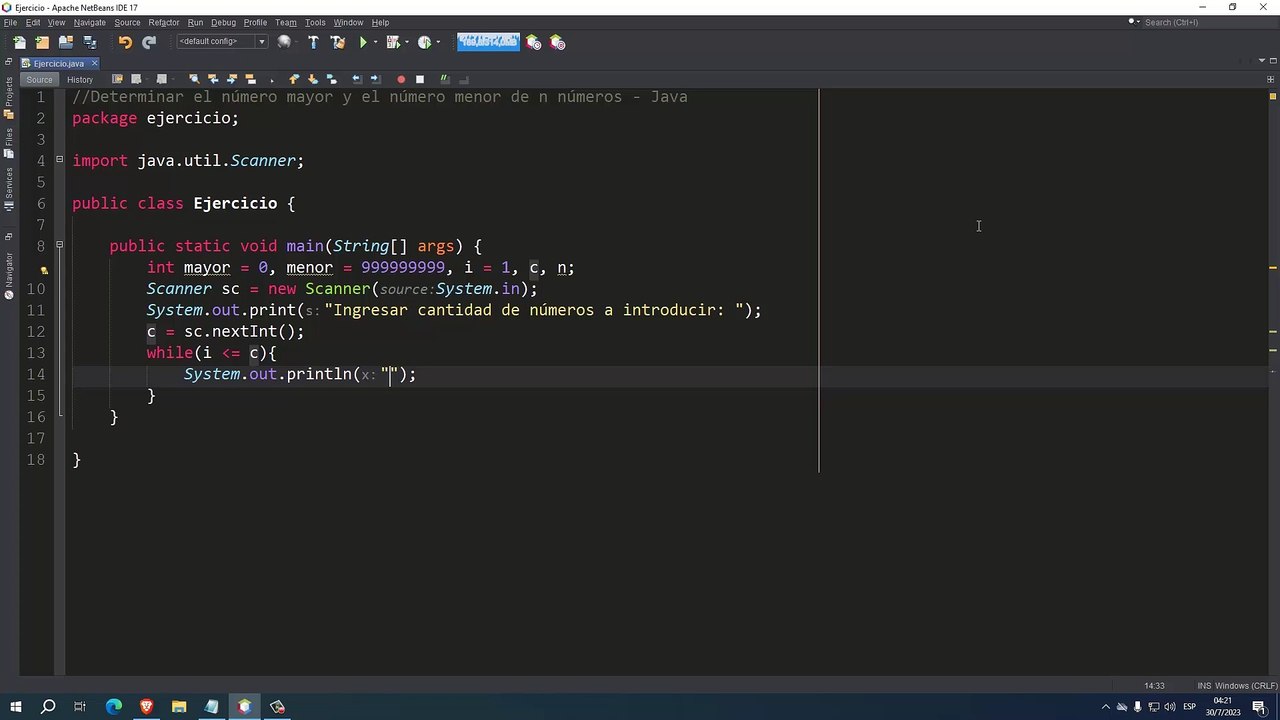 Determinar el número mayor y el número menor de n números en Java ...