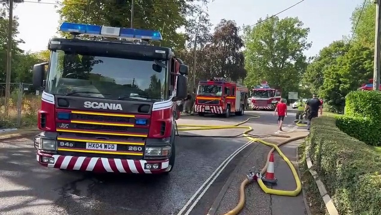 Crawley house fire: Multiple crews called to derelict property - video ...