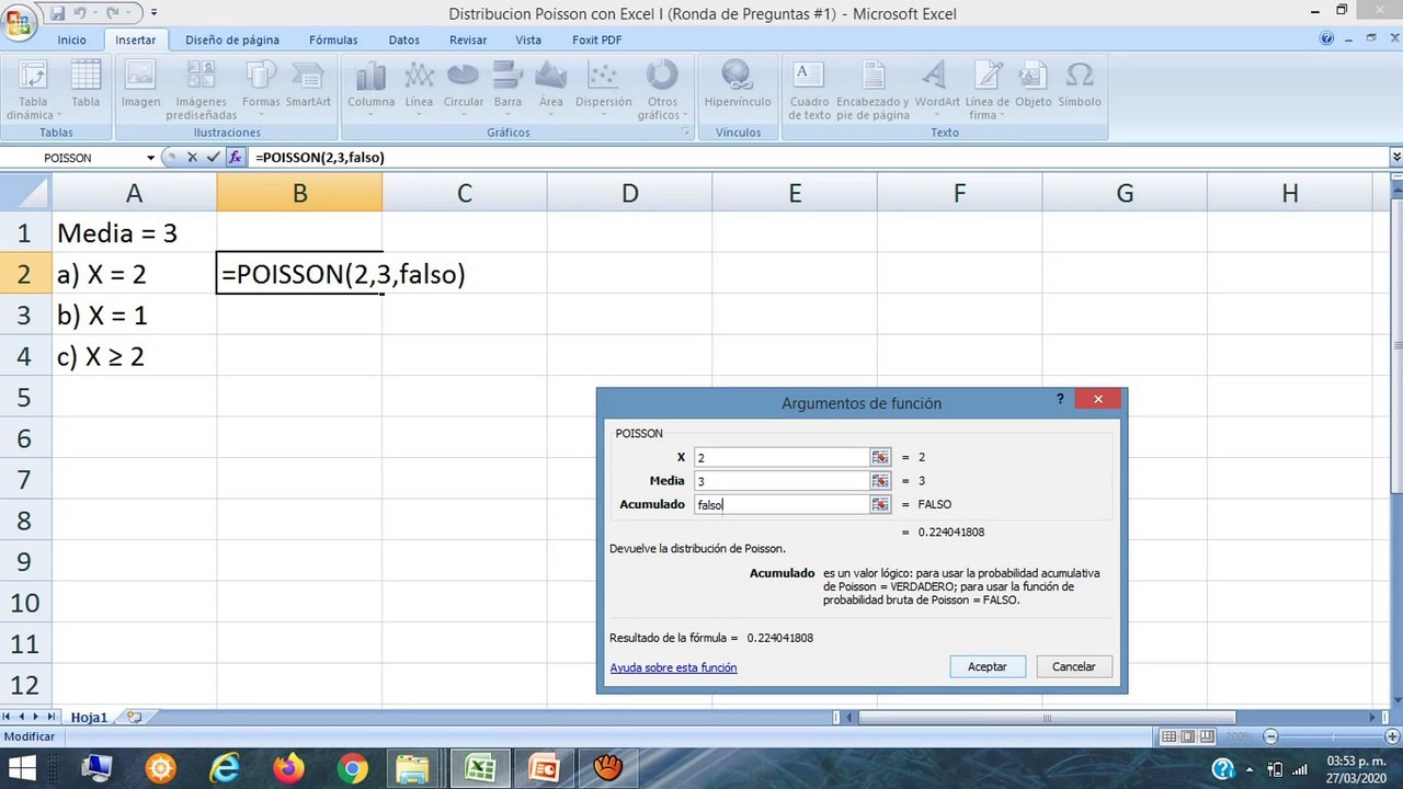 Distribución Poisson. Ejercicio Básico (en Excel) - Vídeo Dailymotion