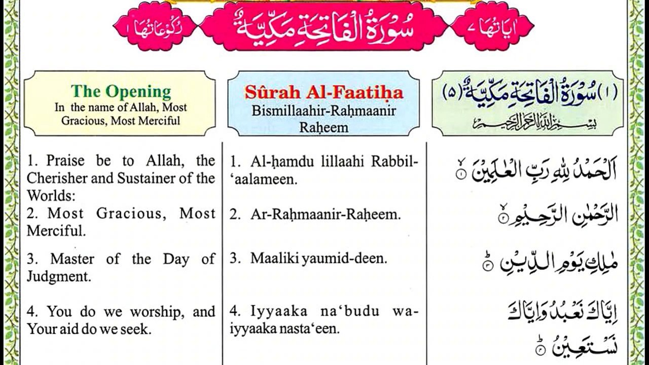 Surah Al-Fatiha with Arabic Text HD Full Beautiful Quran Recitation ...