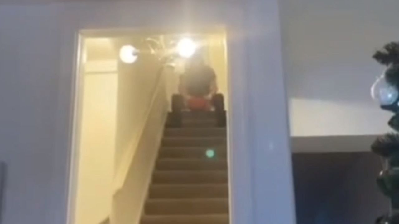 Fun guy attempts to go down the stairs on a sledge *Hilarious Video ...