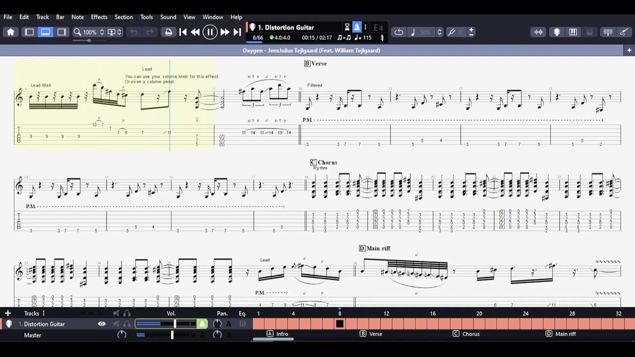 【GTP谱例演示】 JensJulius Tejlgaard - Oxygen [ft. William Tejlgaard] | TAB by Joseph Hamed - video ...