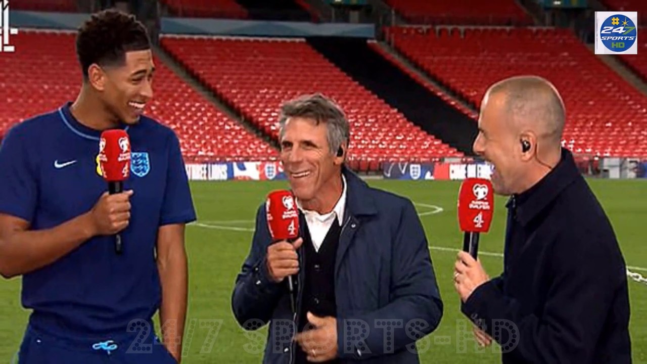 Jude Bellingham is left in hysterics by Chelsea legend Gianfranco Zola's bizarre live TV 'breast ...