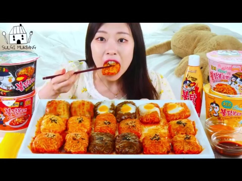 ASMR MUKBANG| Various kinds of Fire noodles warps(Cheese, Tteokbokki, Black bean noodles, Kimchi ...