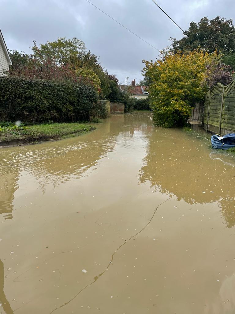 Storm Ciaran flooding in Debenham