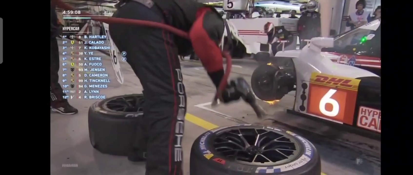 WEC 2023 8H Bahrain Race Porsche 6 Pit Stop Disc Brake On Fire - Vidéo ...