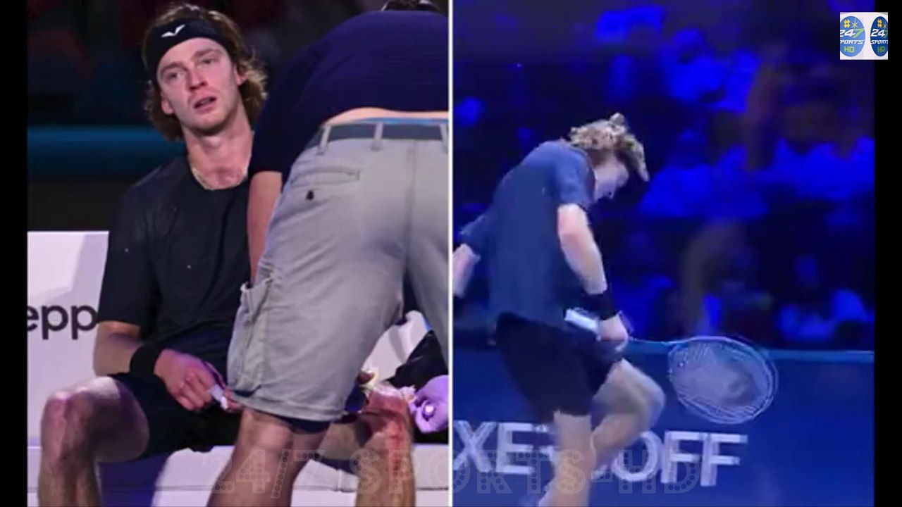 Star Andrey Rublev Furiously Slams His Racquet into His Knee SIX TIMES ...