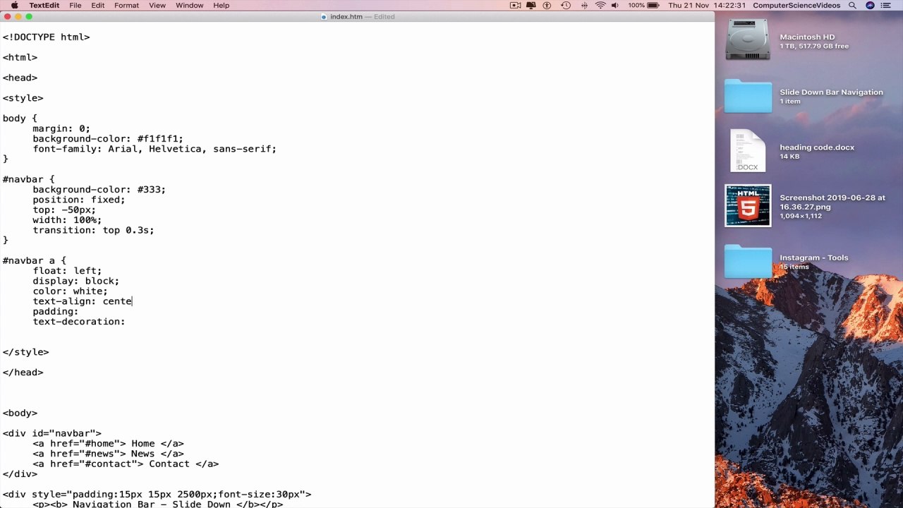 How To Create A Slide Down Navigation Bar On Scroll Using Html5 Css3 And Javascript New Video 9719