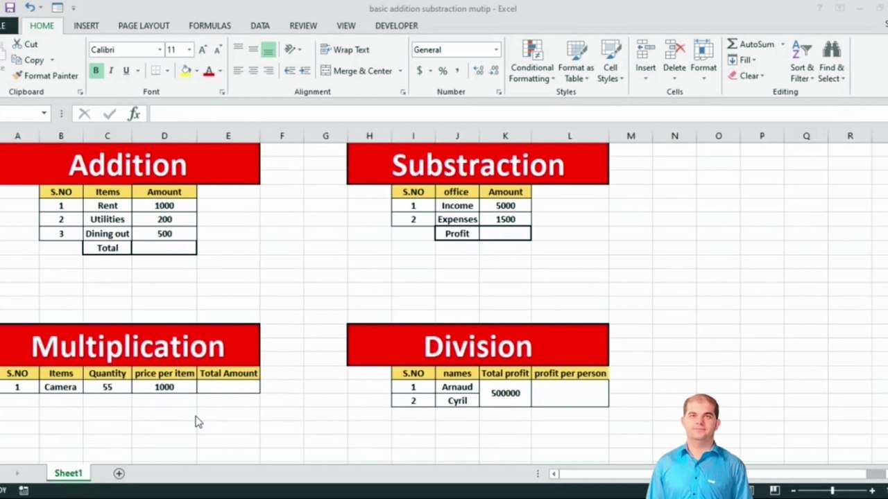 How to perform addition,subtraction,multiplication and division in excel - video Dailymotion