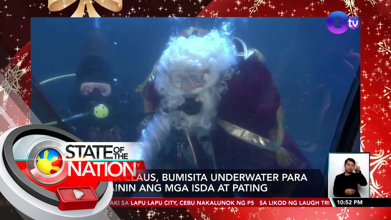 Santa claus, bumisita underwater para pakainin ang mga isda at pating ...