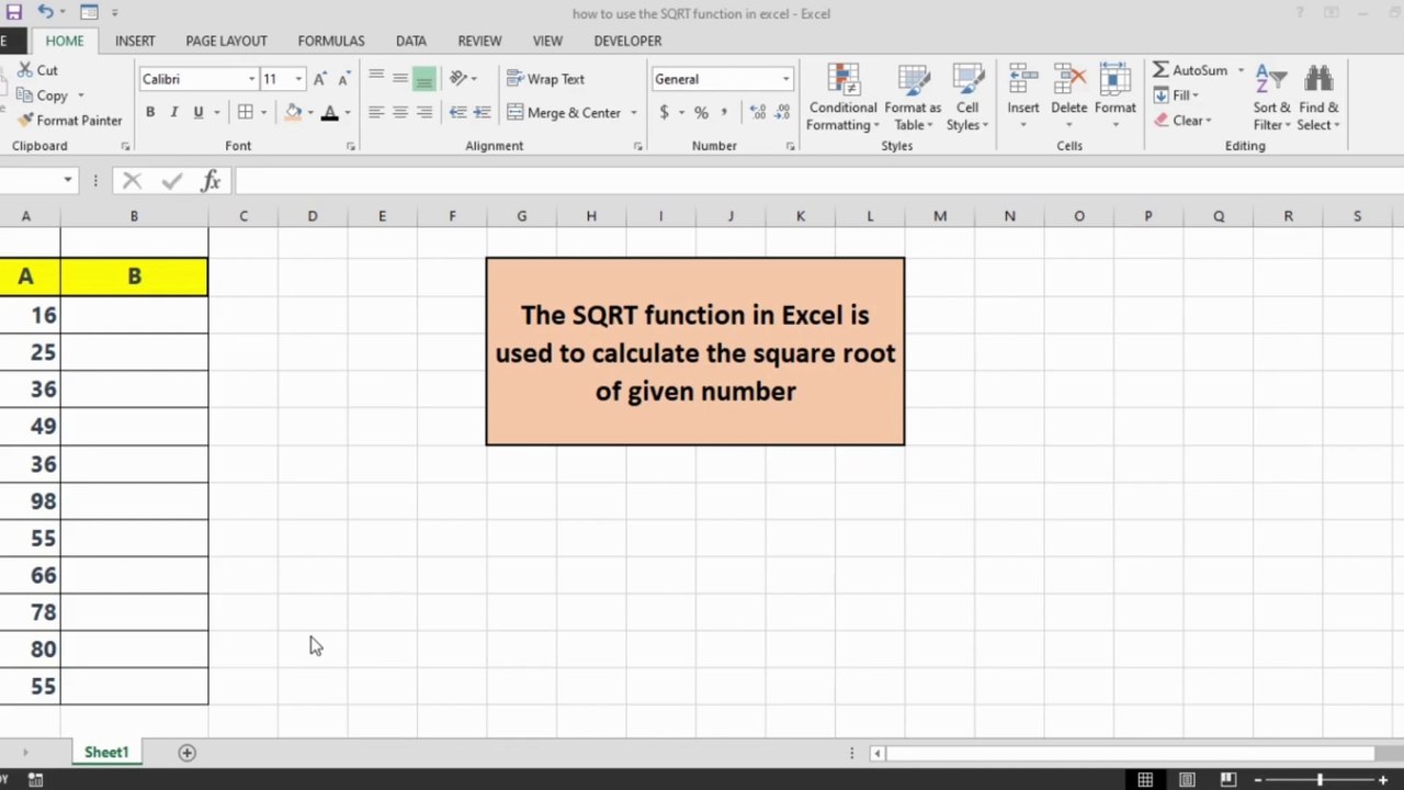 How to use the SQRT function in Excel - video Dailymotion