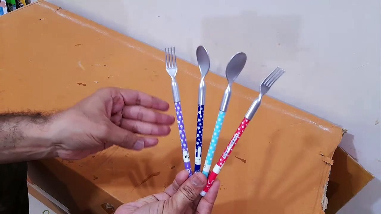Unboxing and Review of DHAKKA PENCIL FORK AND SPOON Pencil for gift ...