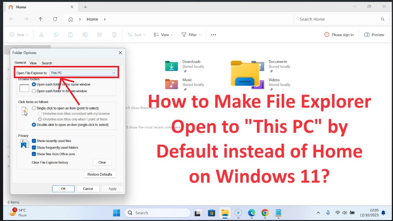 How to Make File Explorer Open to This PC by Default instead of Home on ...