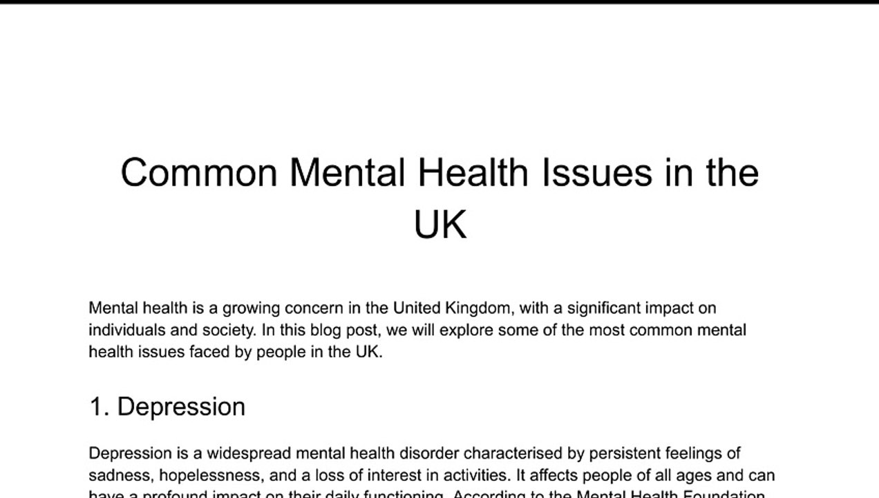 Common Mental Health Issues in the UK | Niche Health and Social Care ...