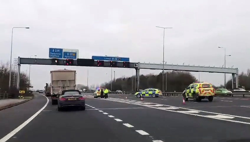 Vehicle fire on the M20