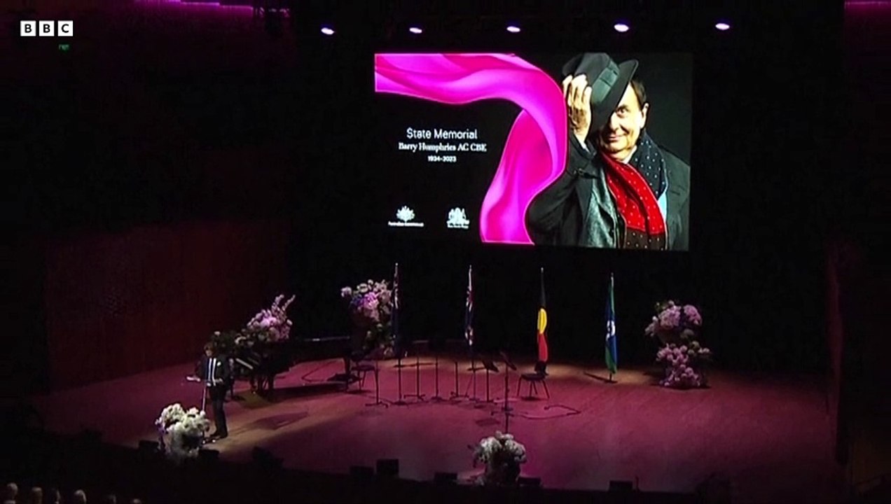 Watch- King Charles, Elton John pay tribute to Barry Humphries - BBC ...