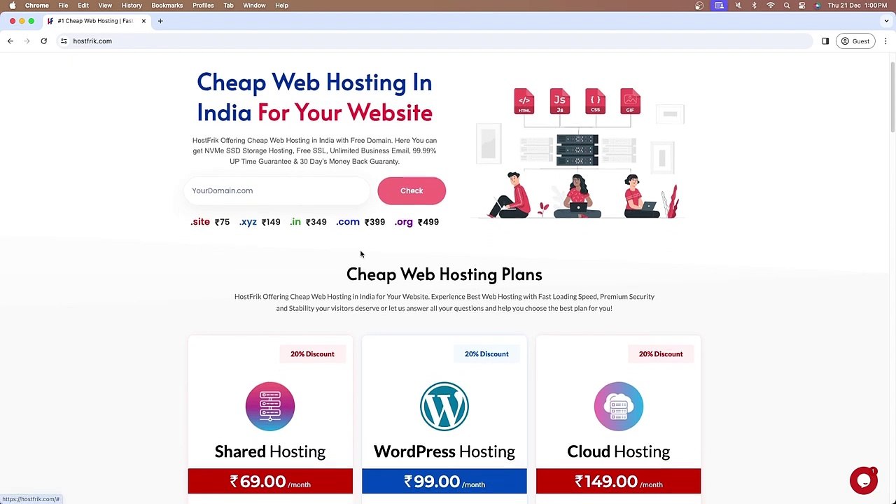 Cheap Web Hosting Free.COM Domain _ Cheap Hosting in India _ Cheapest ...