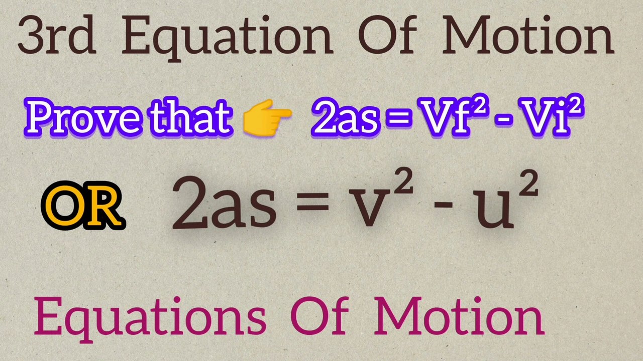 Third equation of motion_Equations of motion_prove that 2as=vf2-vi2 ...