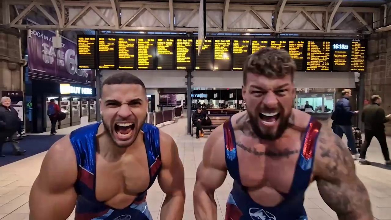 BBC Gladiators: Giant and Steel visit Sheffield train station ahead of ...