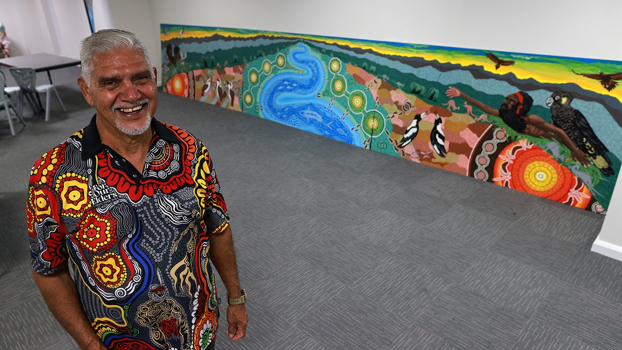 Russell Saunders talk about the mural for the Taree Universities Campus ...