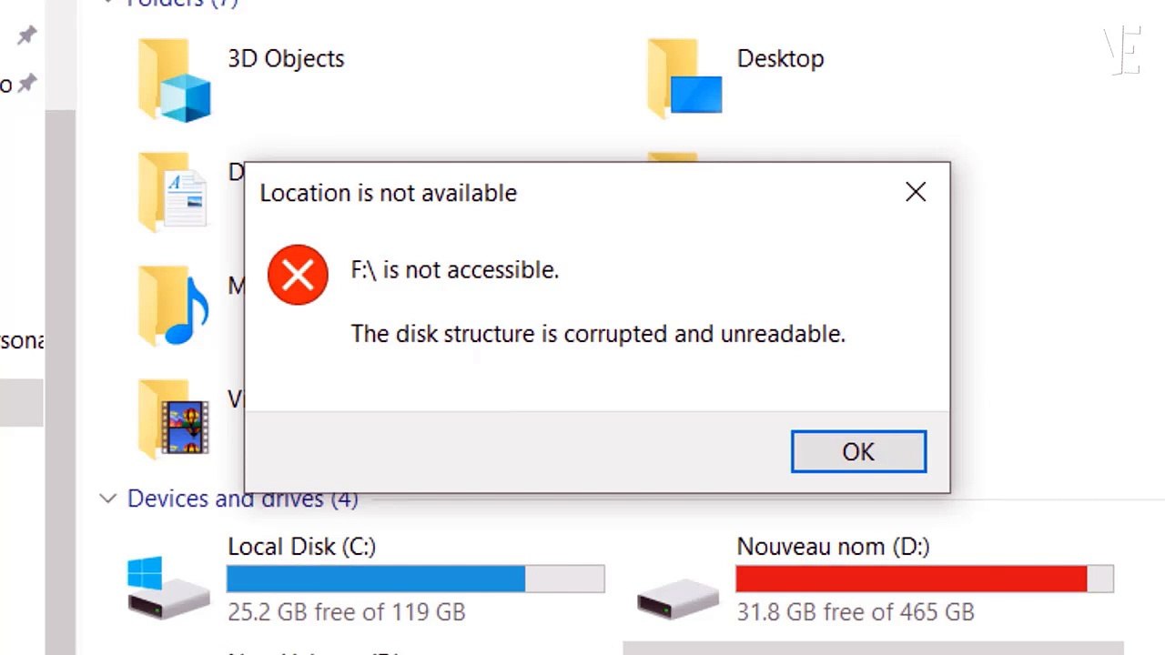 How To Fix The Disk Structure Is Corrupted And Unreadable And Hard Drive Is Not Accessible In