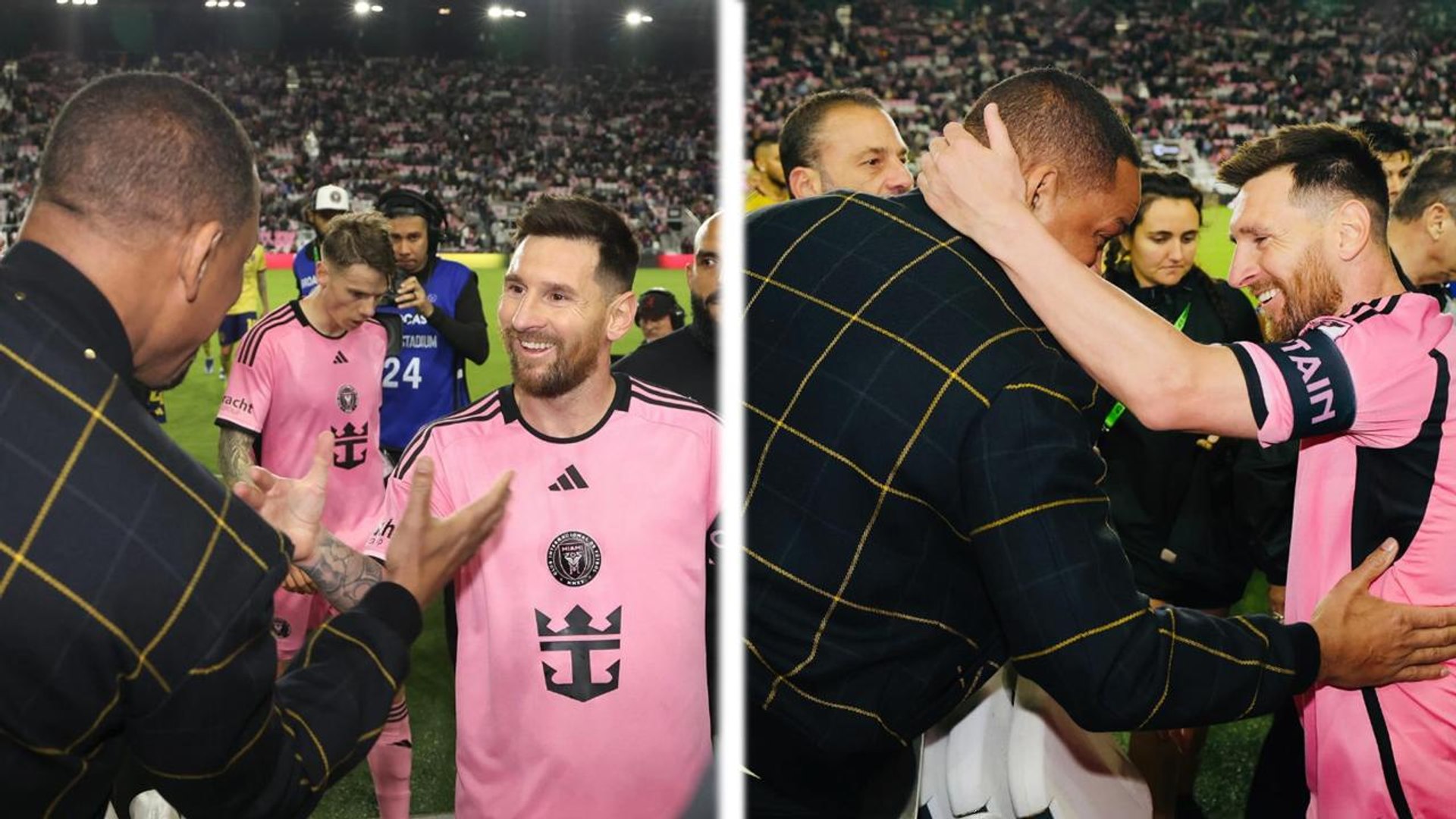 Idol Encounter! Messi and Will Smith's Greeting at Inter Miami Match ...
