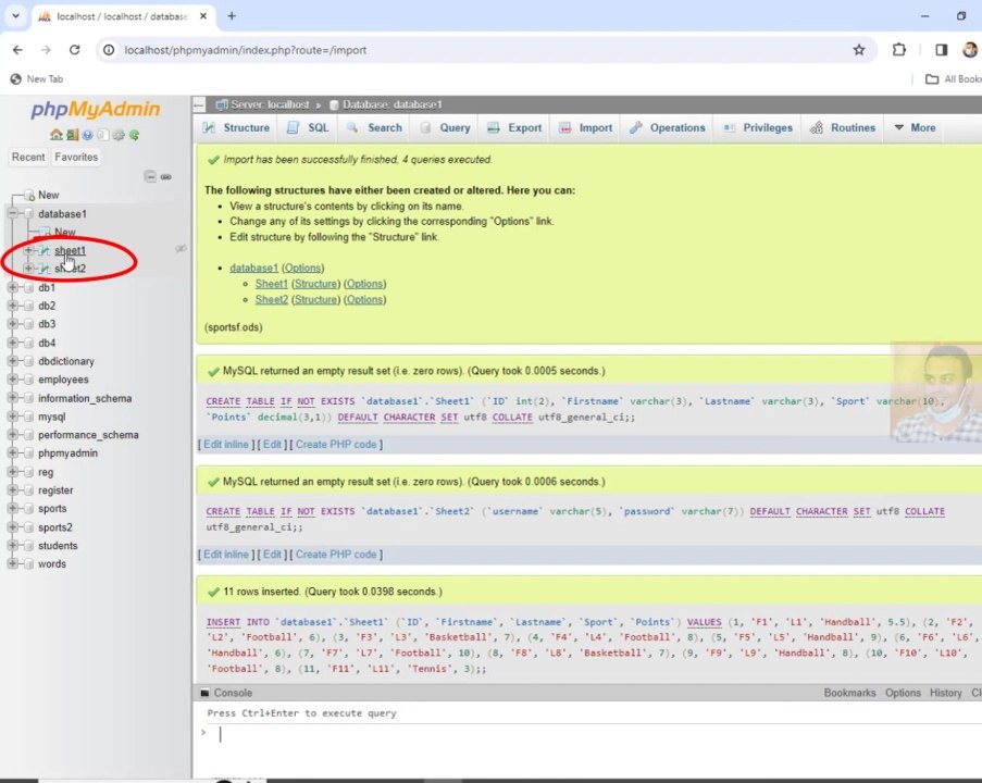 How To Import All Sheets In File excel In mysql phpmyadmin Video