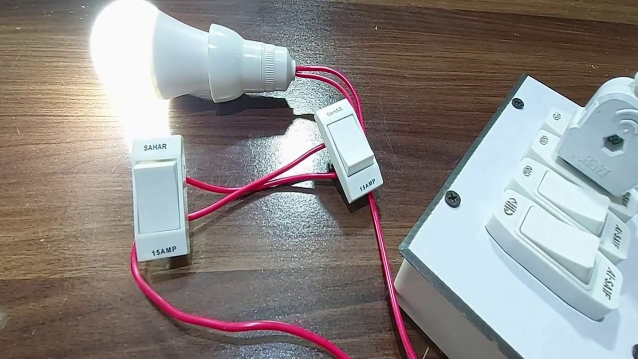 control one lamp using two double pole switches/Staircase Lighting ...