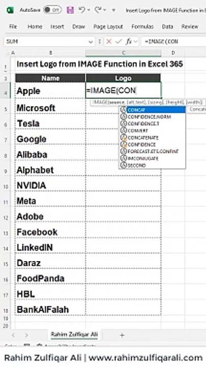 Insert Logo from IMAGE Function in Microsoft #Excel 365 & Google Sheets ...
