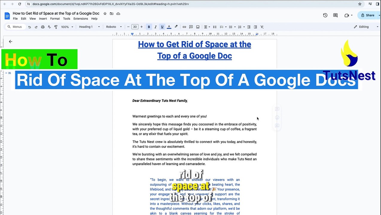 How To Rid Of Space At The Top Of A In Google Docs - video Dailymotion
