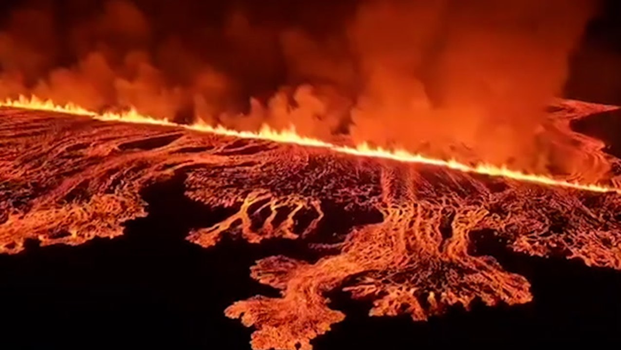Watch: Fast-travelling molten lava flows metres from Iceland defence ...