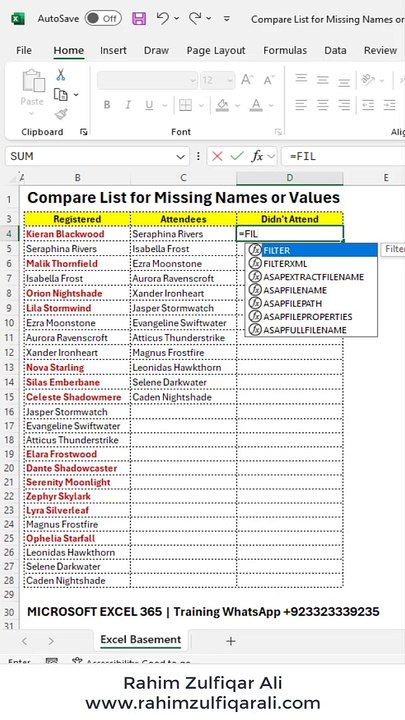 Compare List for Missing Names or Values Excel - video Dailymotion