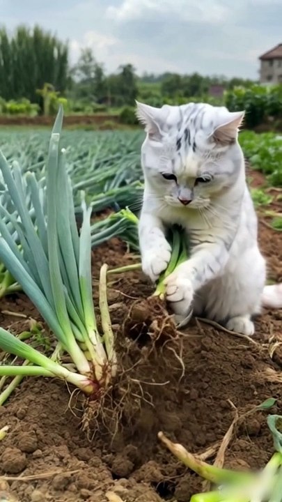 "From chasing mice to harvesting crops—this cat's got skills! " - video ...