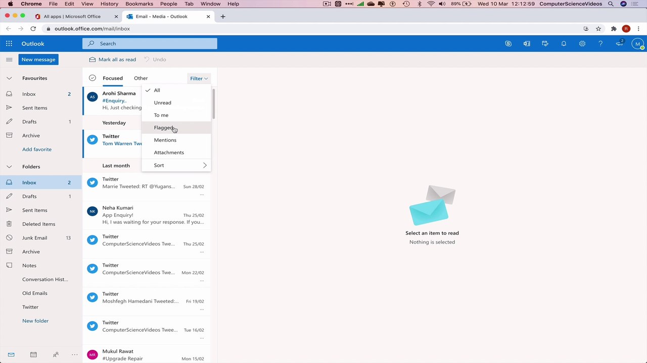 How to FILTER Your Microsoft Outlook Email Inbox for Office 365 - Web ...