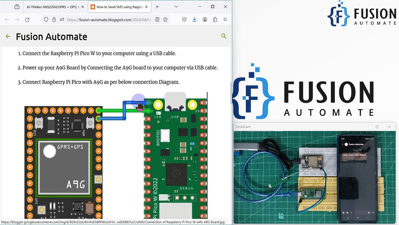 How to Send SMS from A9G Board by Sending AT Commands from Raspberry Pi Pico W using MicroPython ...