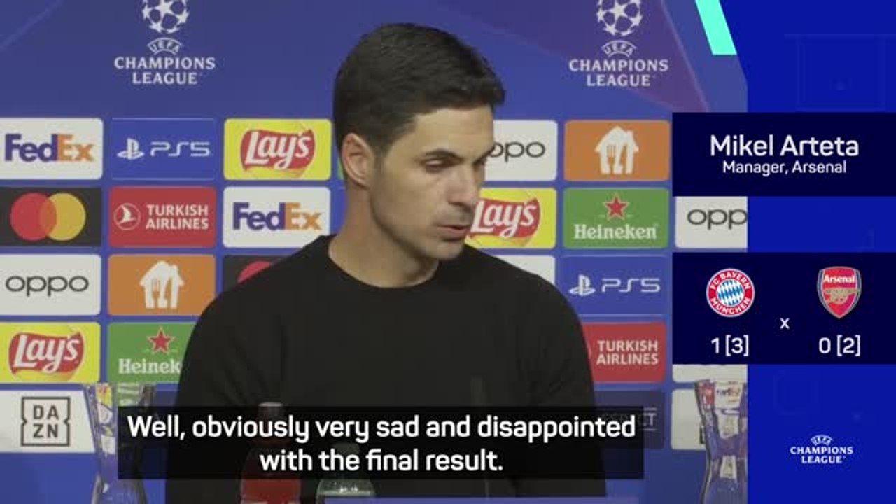 Arteta 'sad and disappointed' after UCL exit - video Dailymotion