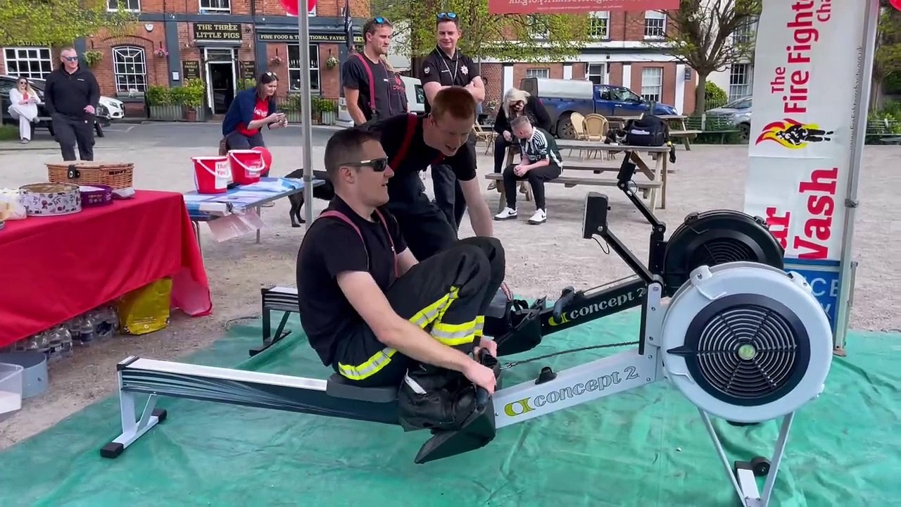 One of the Crediton firefighters rowing in the Town Square, video by ...