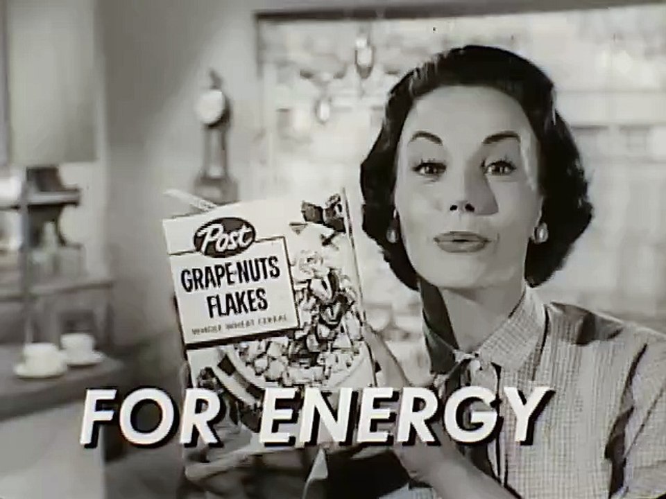 1950s Grape-nut flakes TV commercial - perfect homemaker mother - video ...