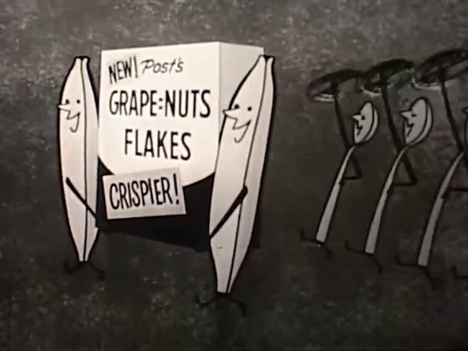 1950s animated Grape Nuts Flakes - dancing banana TV commercial - video ...