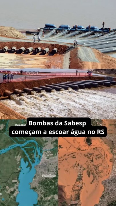Bombas da Sabesp começam a escoar água no RS - Vídeo Dailymotion