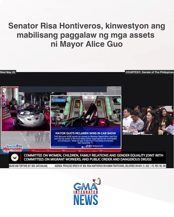 Senator Risa Hontiveros, kinwestyon ang mabilisang paggalaw ng mga assets ni Mayor Alice Guo ...
