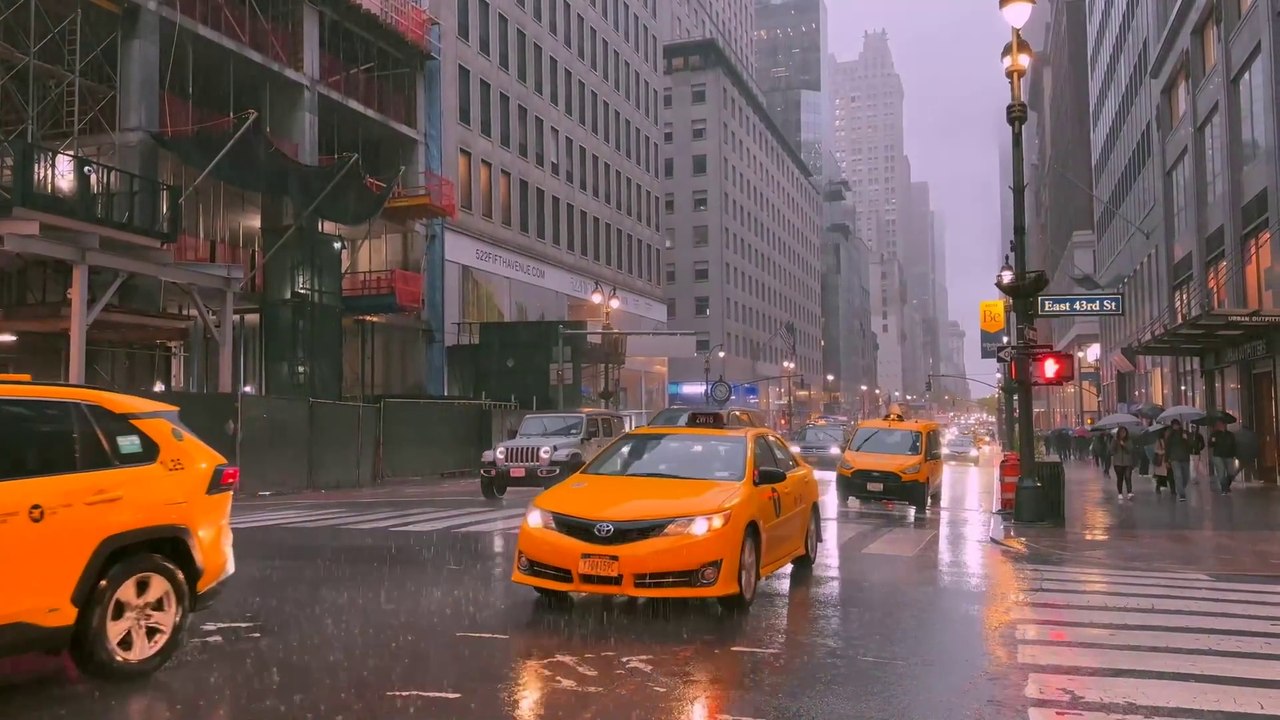 Heavy Rain & Thunderstorms in New York City 4k - NYC Rain Walk ...