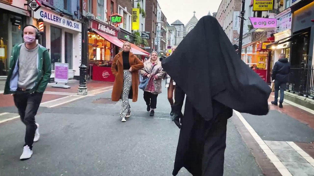 She has no Idea what's behind Her. Craziest Reactions. The Nun Prank ...