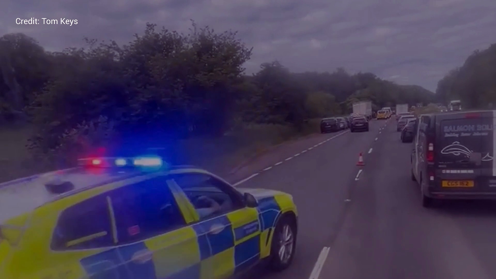 There's a large police prescence on the A249