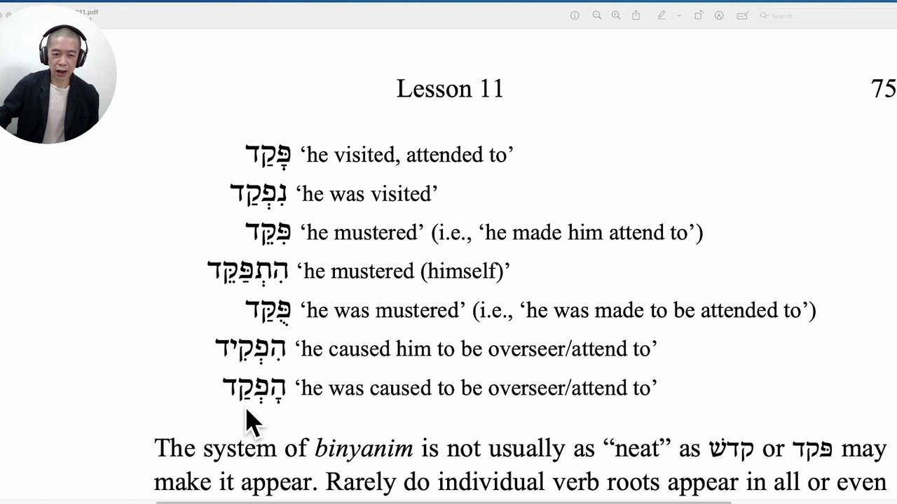 0011 Biblical Hebrew for busy people- Binyanim + Piel + Hifil - video ...