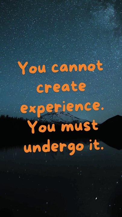 You cannot create experience. You must undergo it. - video Dailymotion
